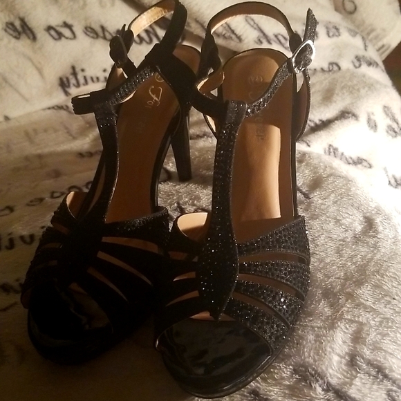 Shoes | 35 Inch Heel Black Crystal 75 | Poshmark